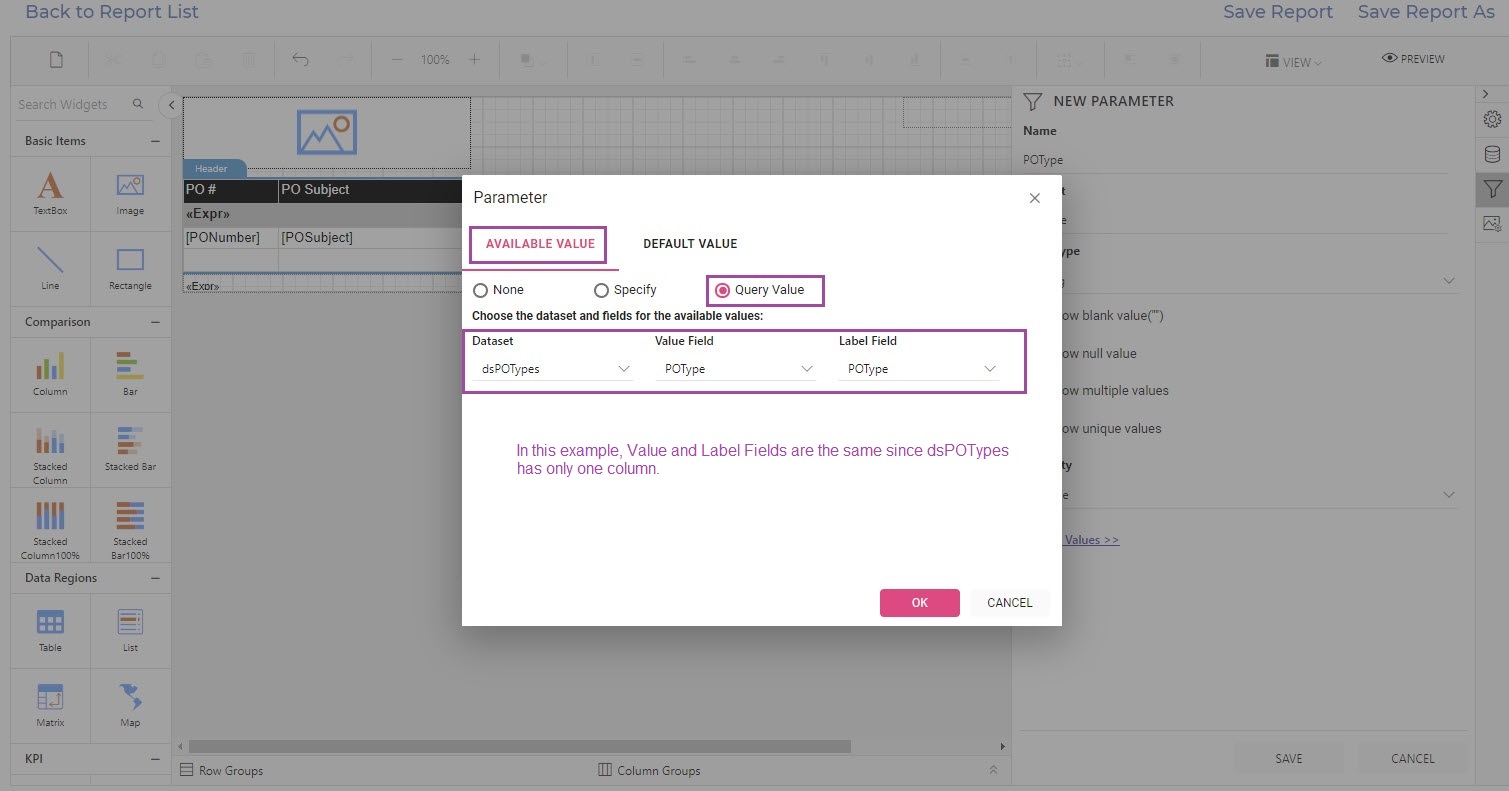 Add Custom Log Report Advanced Topic Report Design Adding Visible
