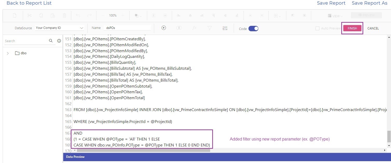 Add Custom Log Report Advanced Topic Report Design Adding Visible Report Parameter Filter 4403